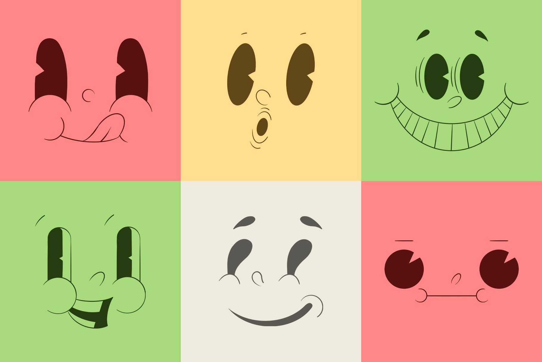 Retro Character Design SVG Clipart, 60s Smiley Face SVG/PNG Collection ...