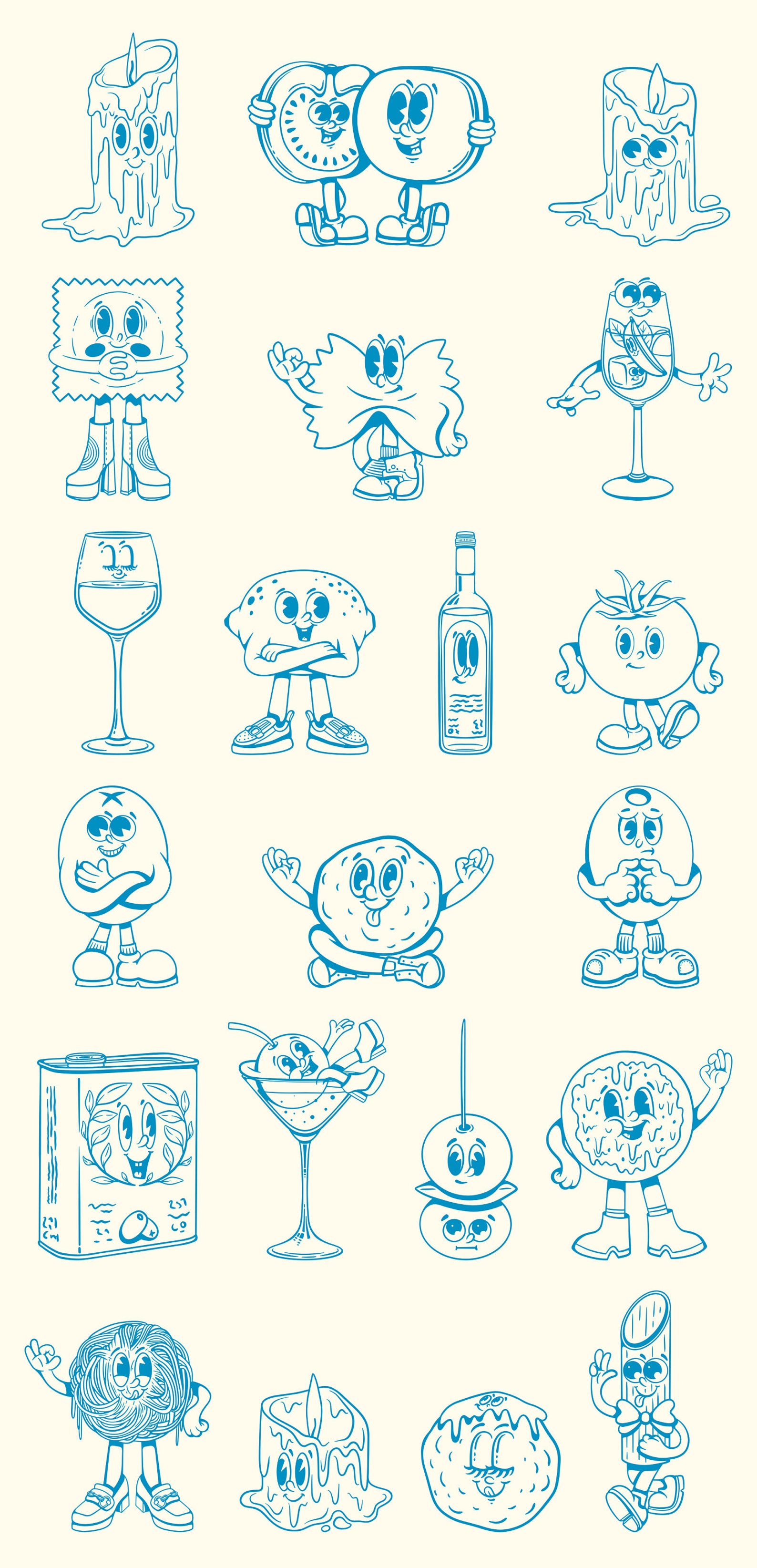 Retro Character Design Digital Download Commercial Use, 90's 80's 70's ...