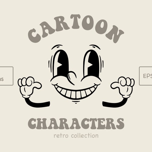 Retro Character Design SVG Clipart 60s Smiley Face SVG/PNG - Etsy