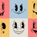 Retro Character Design SVG Clipart, 60s Smiley Face SVG/PNG Collection ...