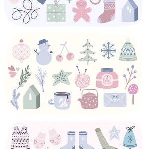 Merry Christmas Clipart PNG Digital Download, Cute Winter Illustrations ...