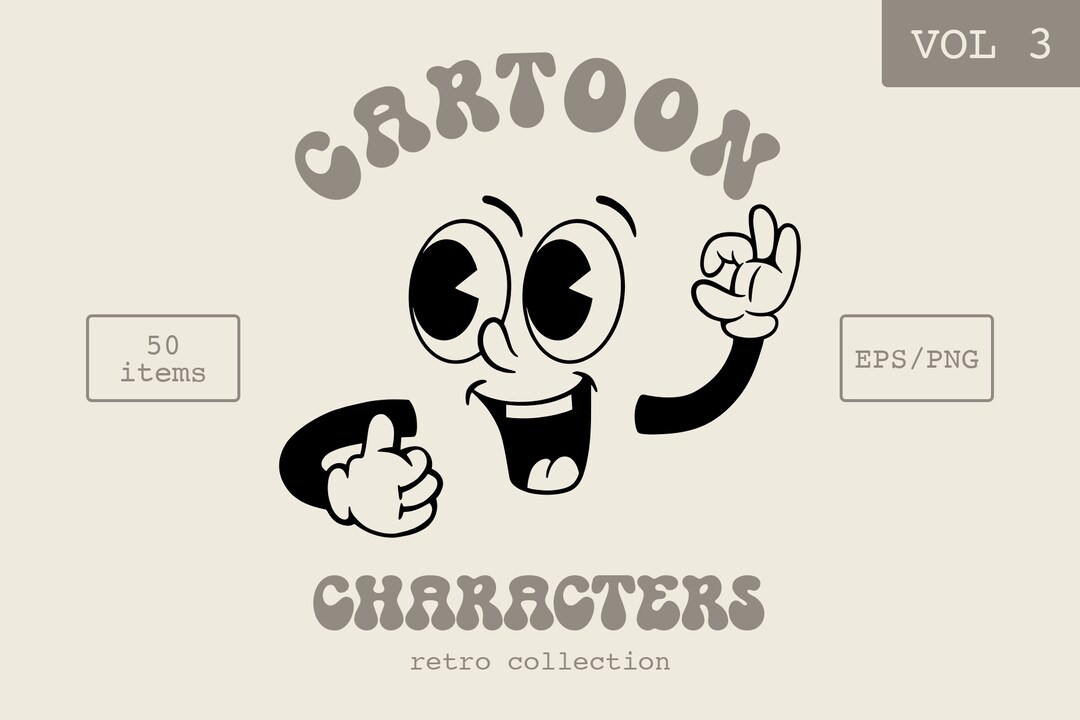 Retro Character Design SVG Clipart, 60s Smiley Face SVG/PNG Collection ...