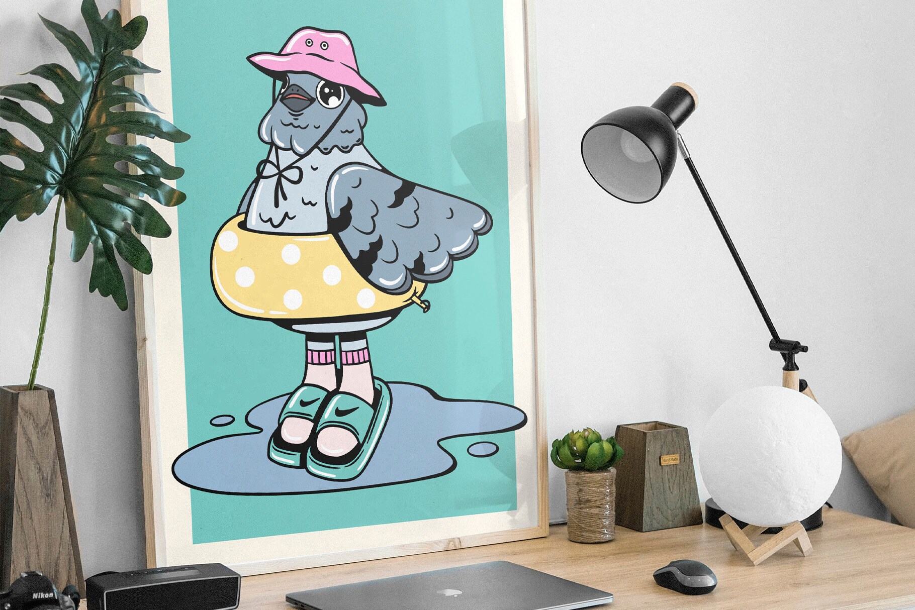 Pigeon Retro Cartoon Character Design Digital Download Bird - Etsy