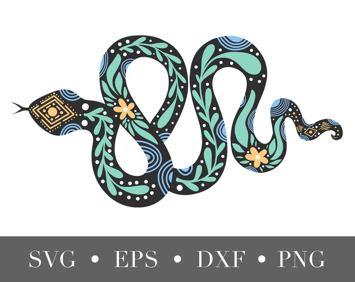 Celestial SVG Clipart Digital Download Boho Snake Bird Sun | Etsy