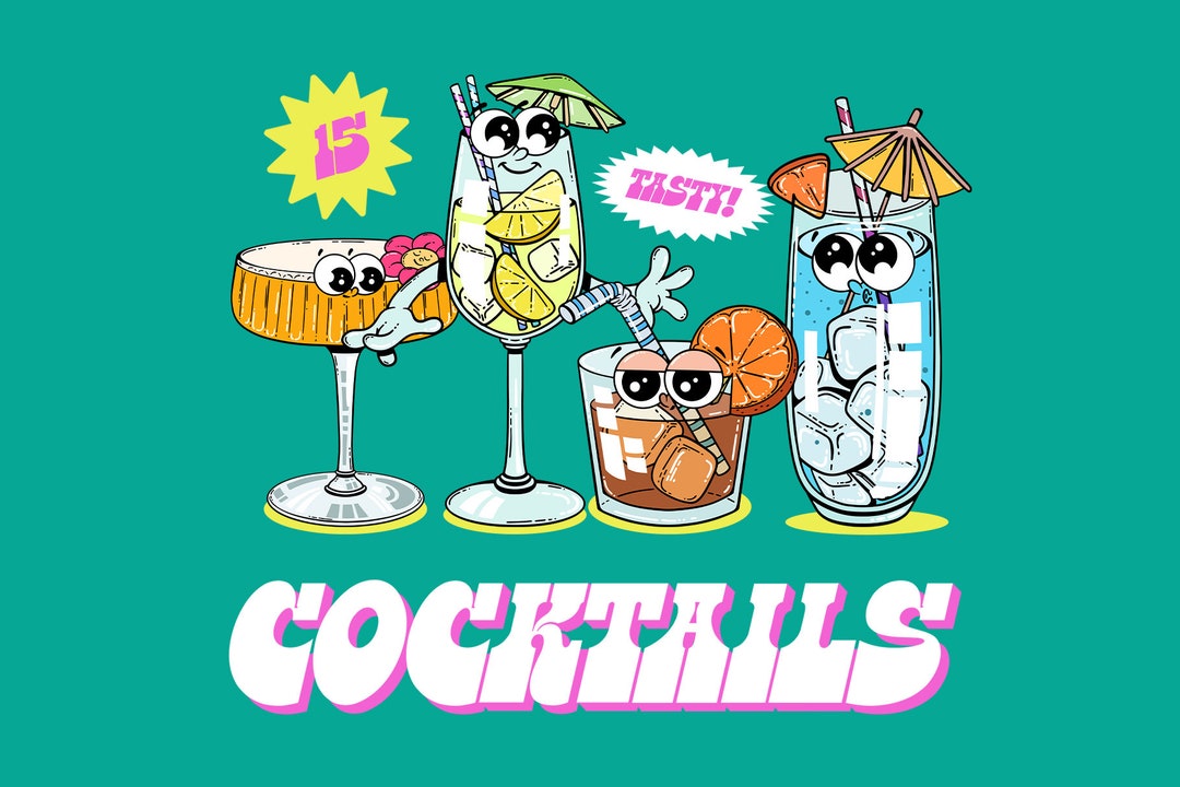 Retro Cocktail Clipart Digital Download, Cartoon Espresso Martini ...