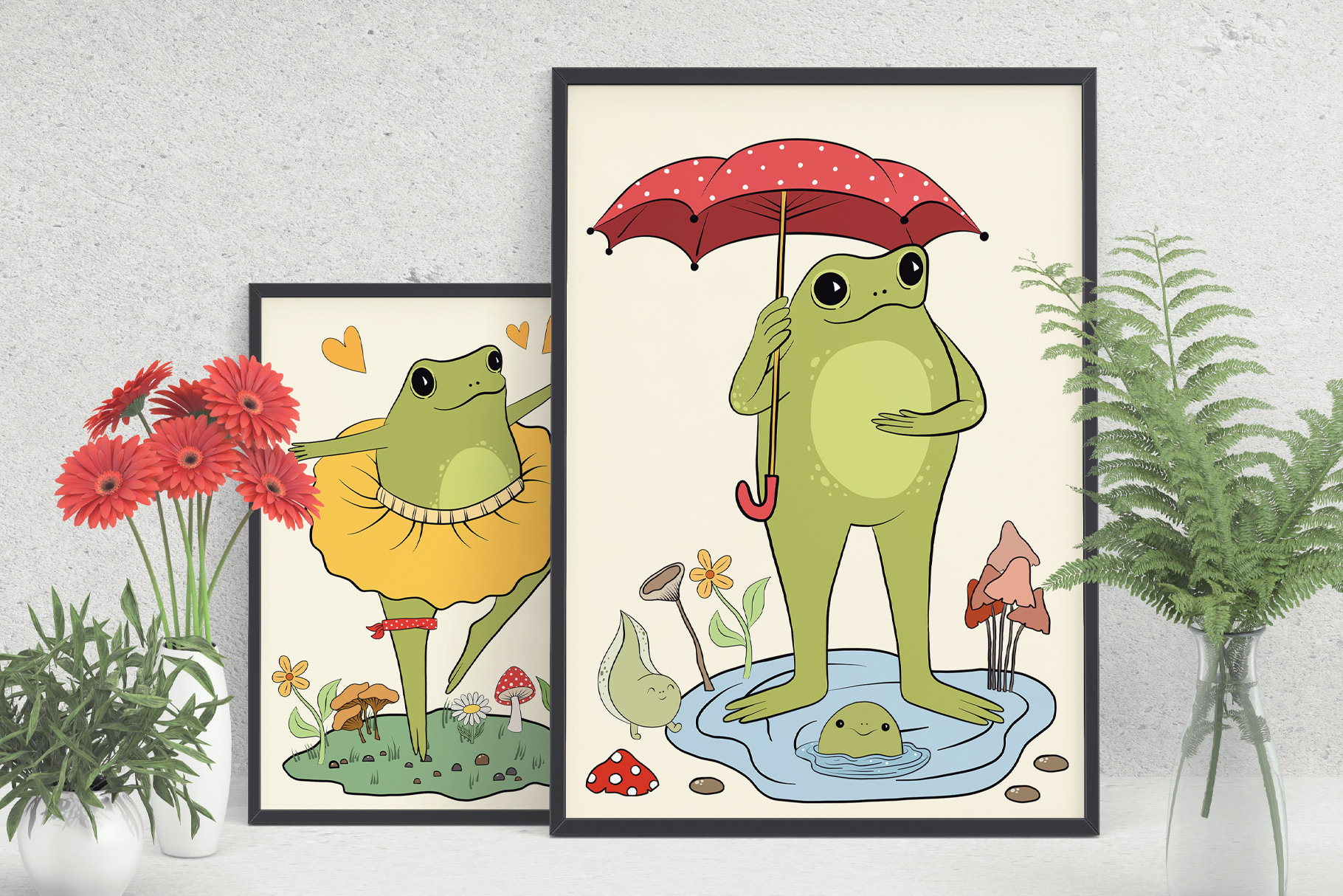 Frogs SVG Clipart Retro Characters, Cute Frog Png Digital Download ...