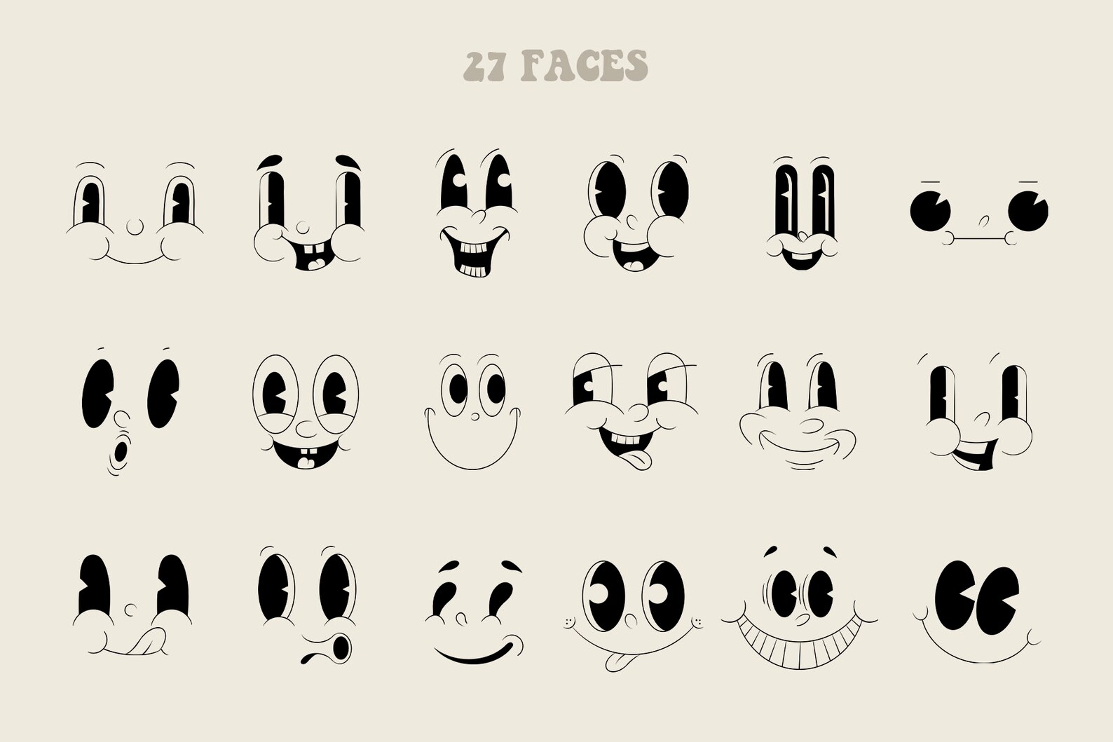 Retro Character Design SVG Clipart, 60s Smiley Face SVG/PNG Collection ...
