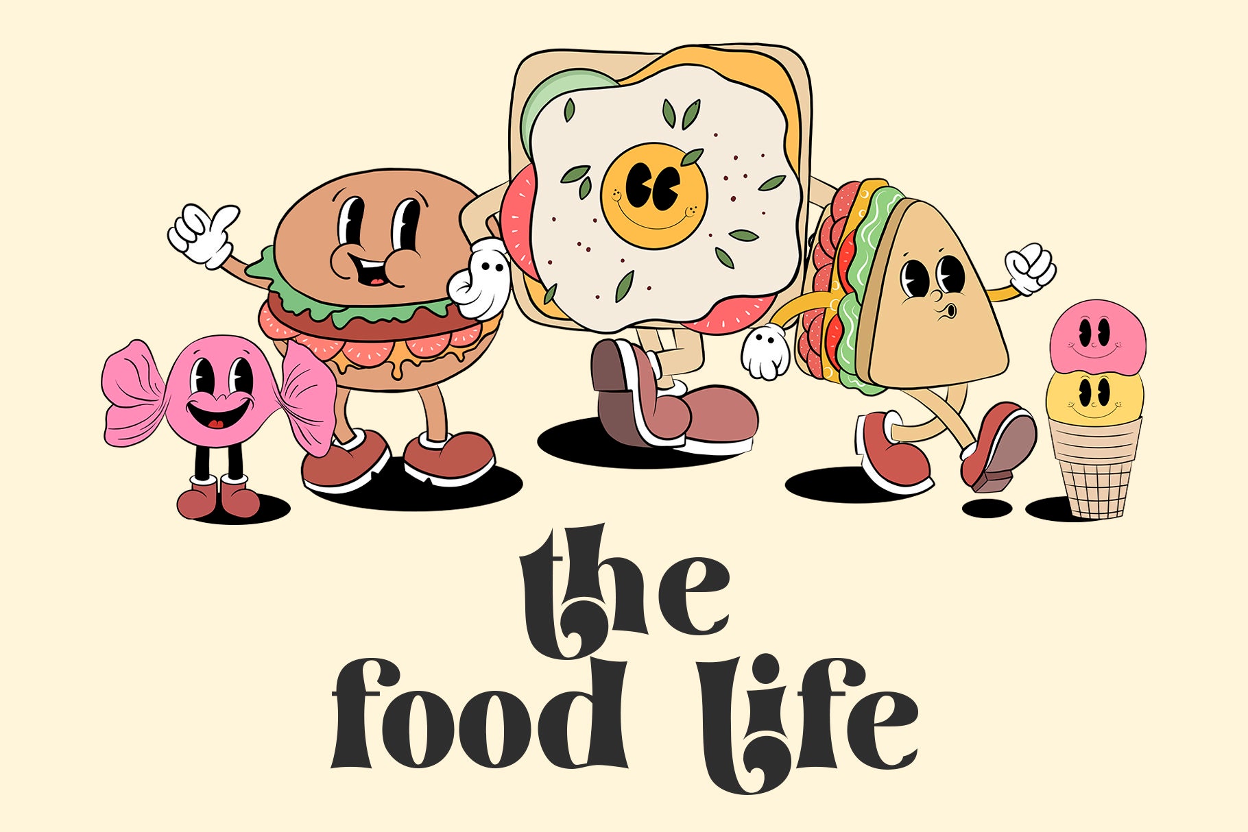 Retro Character Clipart PNG & SVG Files, Food Character Clipart, Burger ...