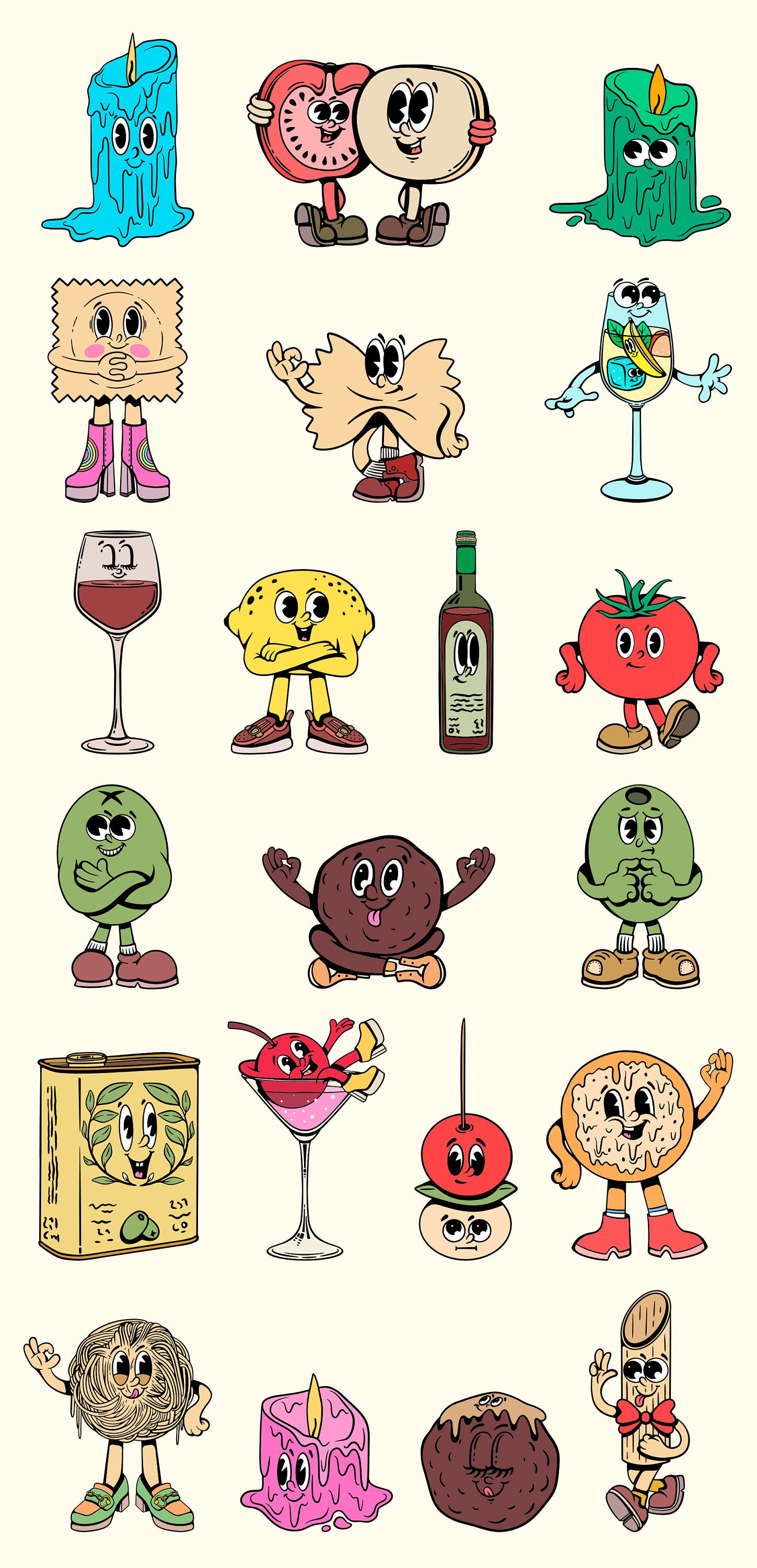 Retro Character Design Digital Download Commercial Use, 90's 80's 70's ...