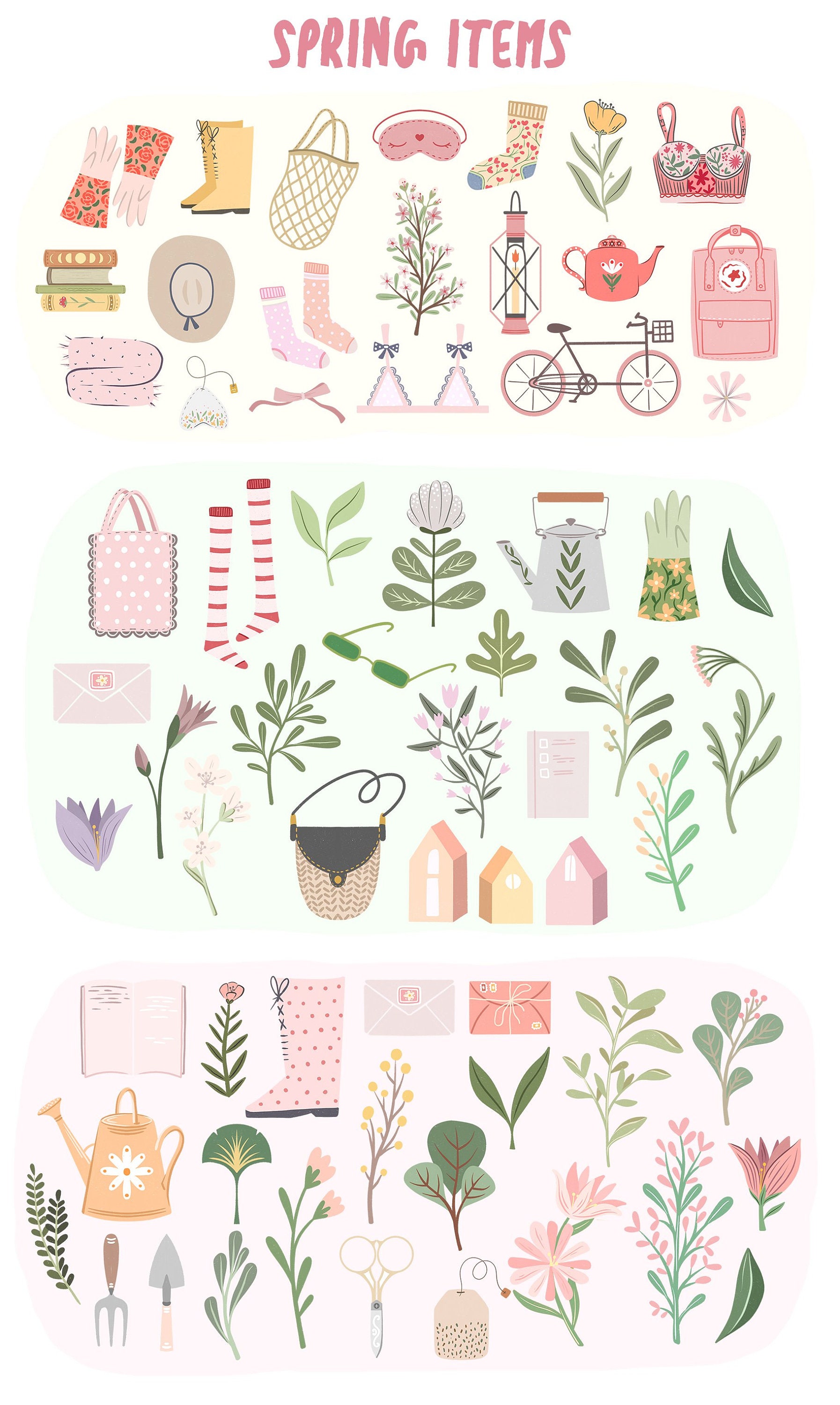 Spring Clipart Digital Download Graphics and Spring Digital Paper ...