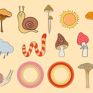 Fall Character Design Collection, Retro Autumn Groovy Clipart, 70's ...