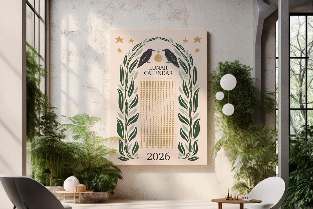 Lunar Calendar 2026, Moon Phase Planer, Printable Dark Forest Magic ...