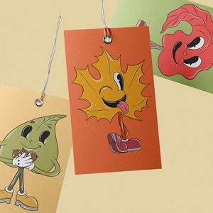 Fall Character Design Collection, Retro Autumn Groovy Clipart, 70's ...