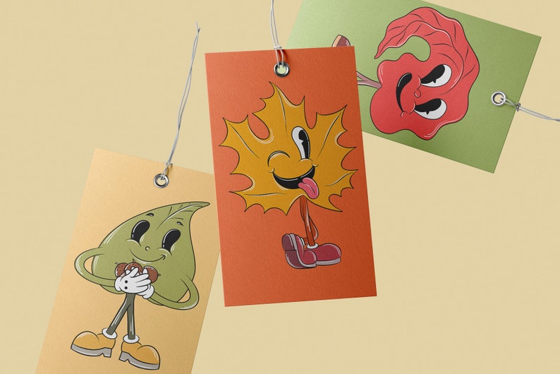 Fall Character Design Collection Retro Autumn Groovy Clipart - Etsy