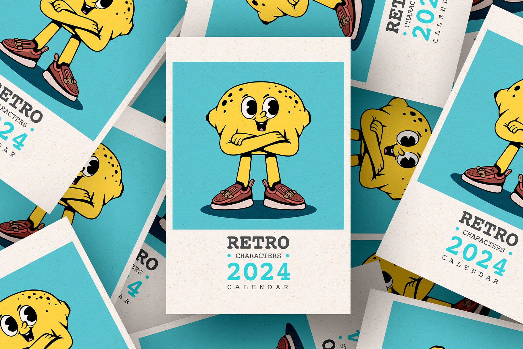 Retro Character Calendar 2024 Cartoon Digital Download, 2024 Digital ...