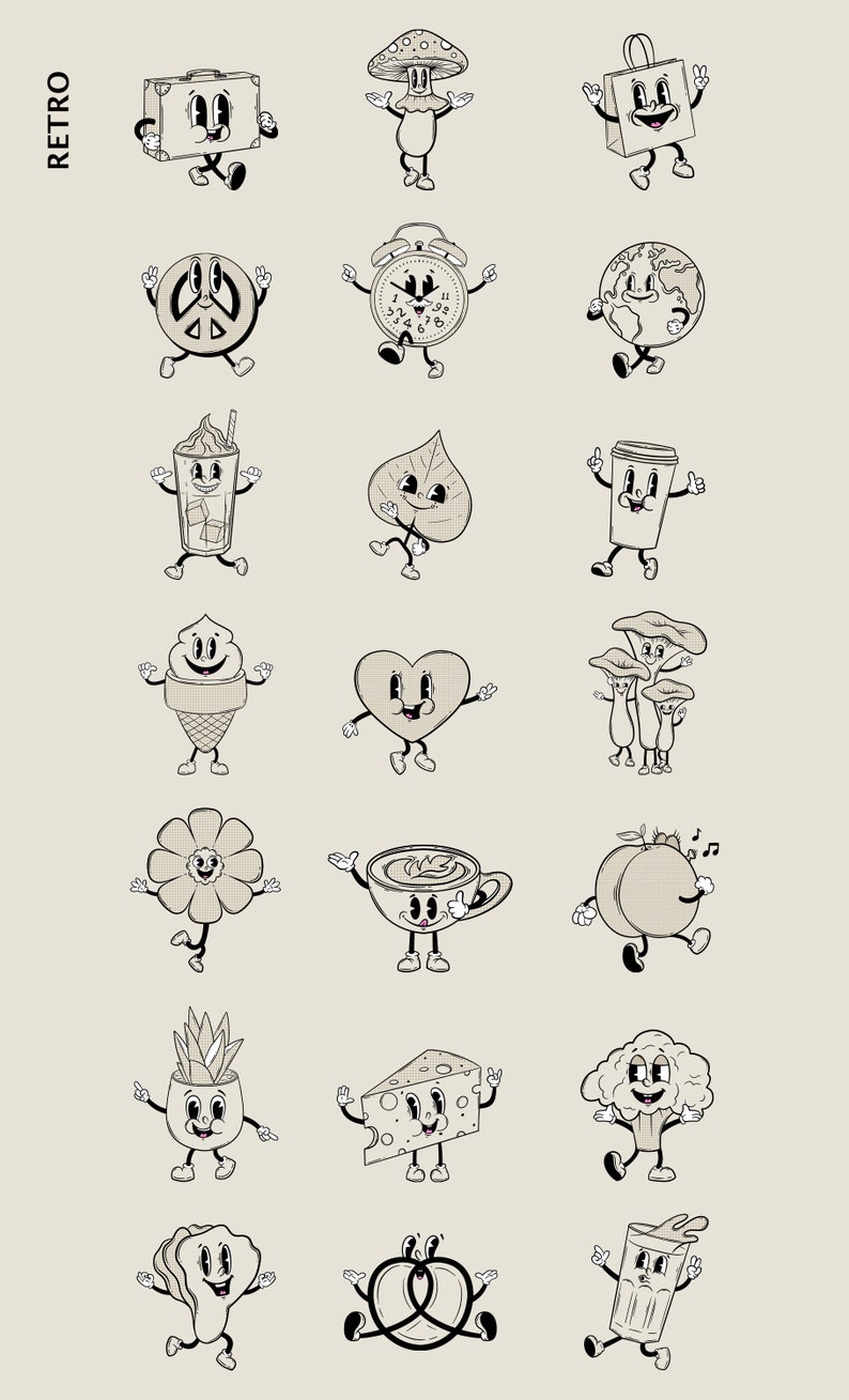 Retro Character Clipart Design PNG/SVG, Retro 60s Hippie Clipart ...