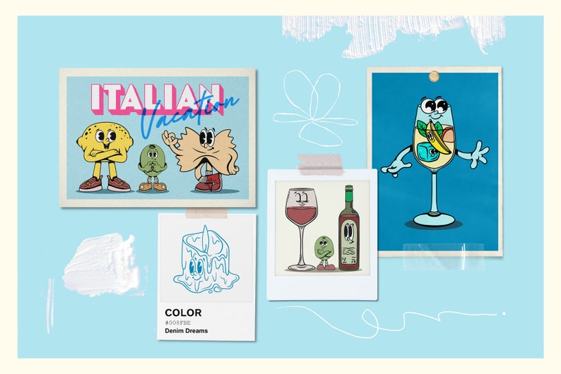 Retro Character Design Digital Download Commercial Use, 90's 80's 70's ...