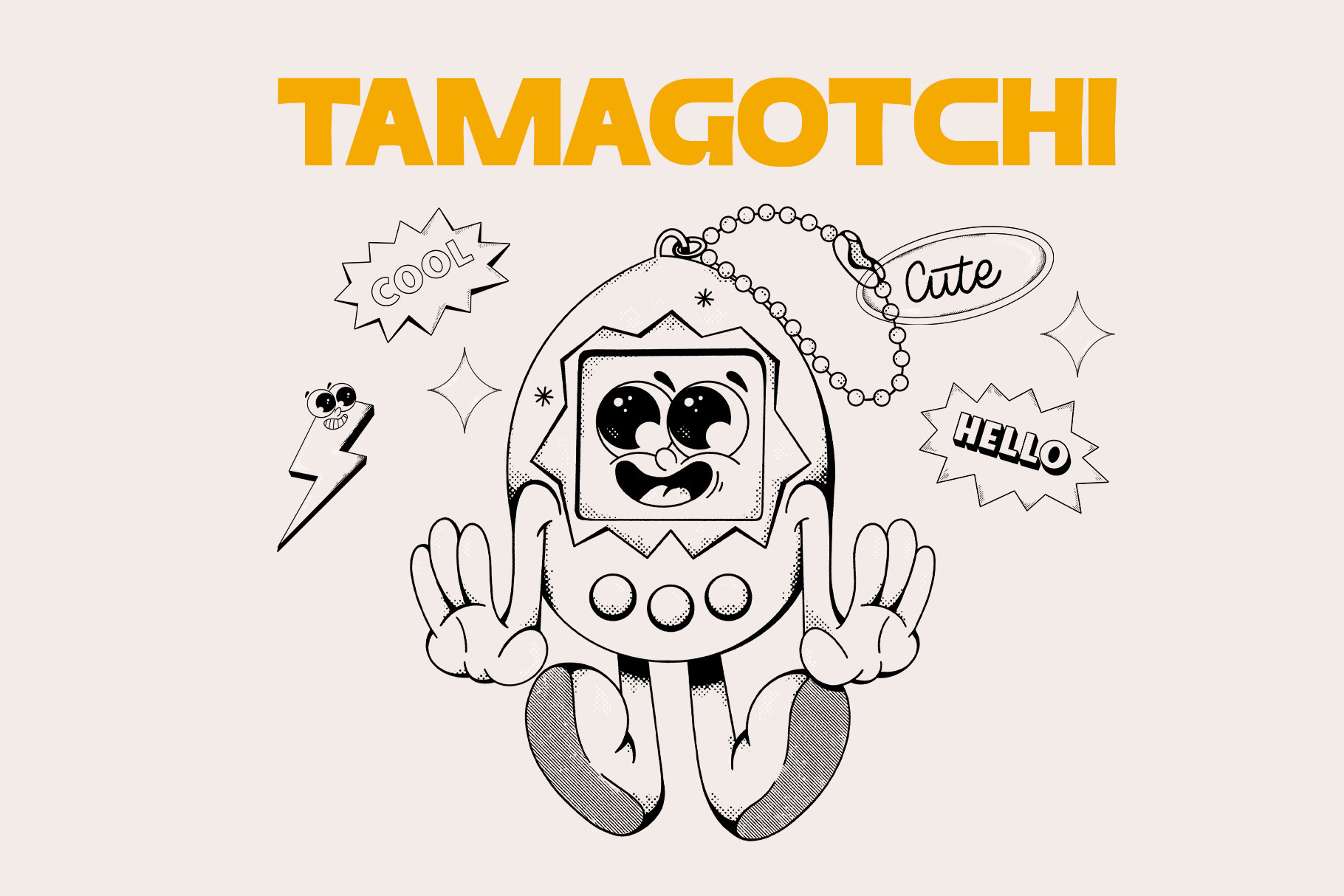 Tamagotchi PNG Retro Cartoon Character Design, Kidcore 90s Y2k, Hand ...
