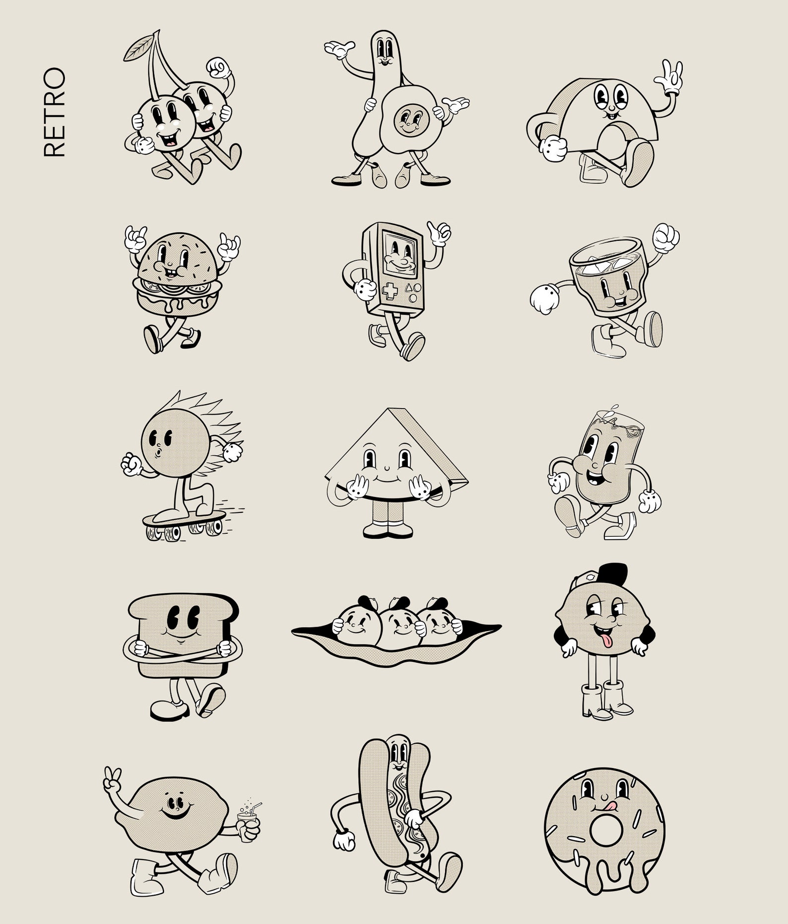 Retro Character Design SVG Clipart Digital Download, Commercial Use ...