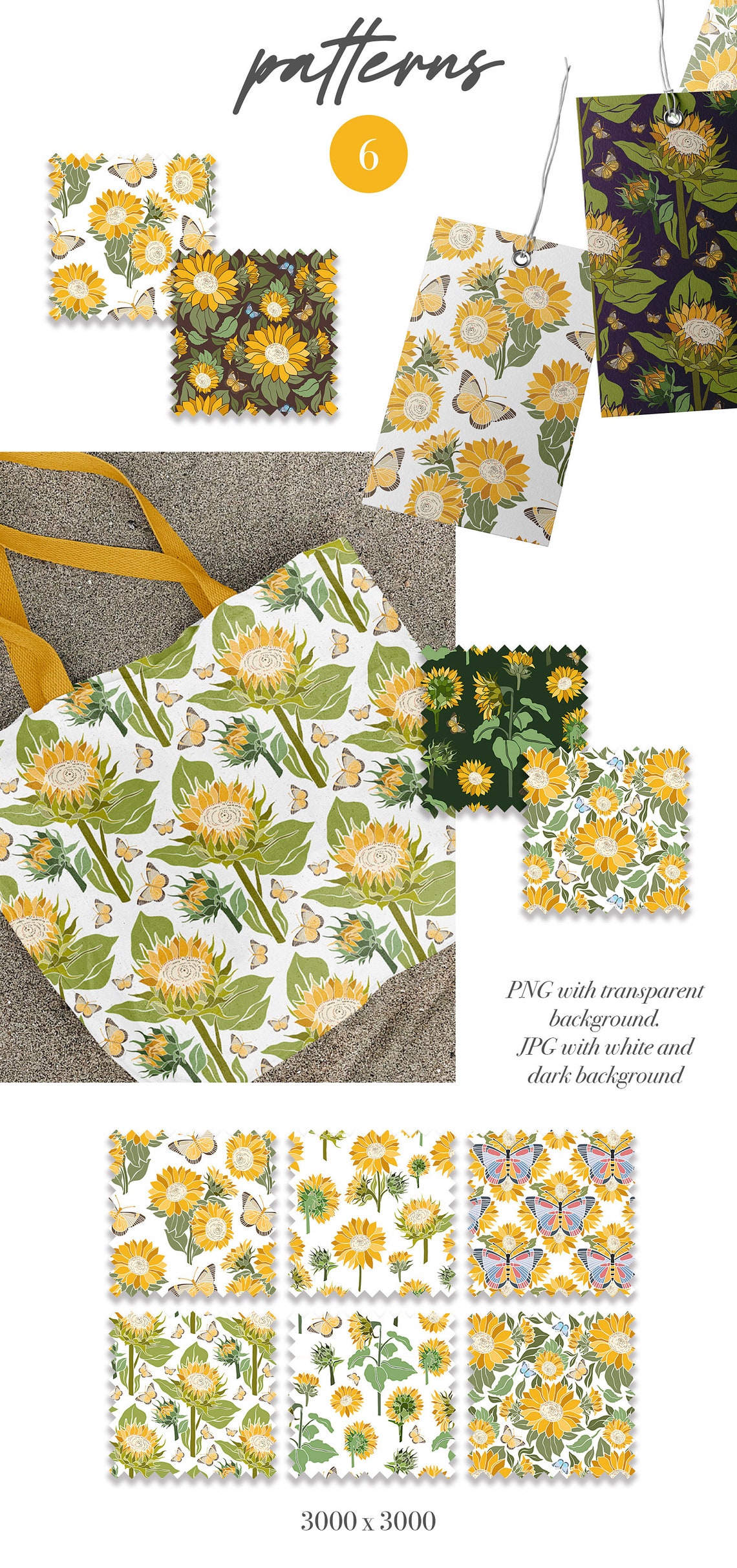 Yellow Floral Clipart Sunflowers Digital Download Boho Summer - Etsy