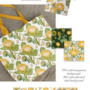 Yellow Floral Clipart Sunflowers Digital Download, Boho Summer and ...