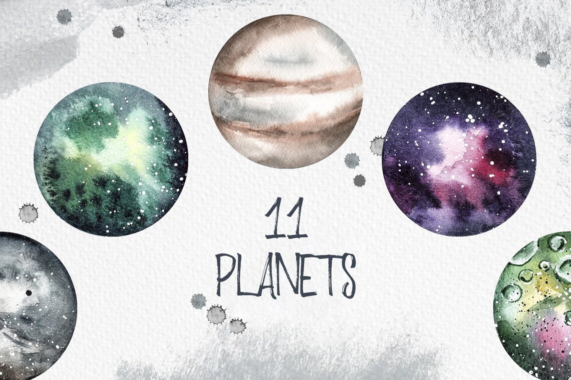 Watercolor Moon Art Watercolor Space PNG Clipart Watercolor - Etsy
