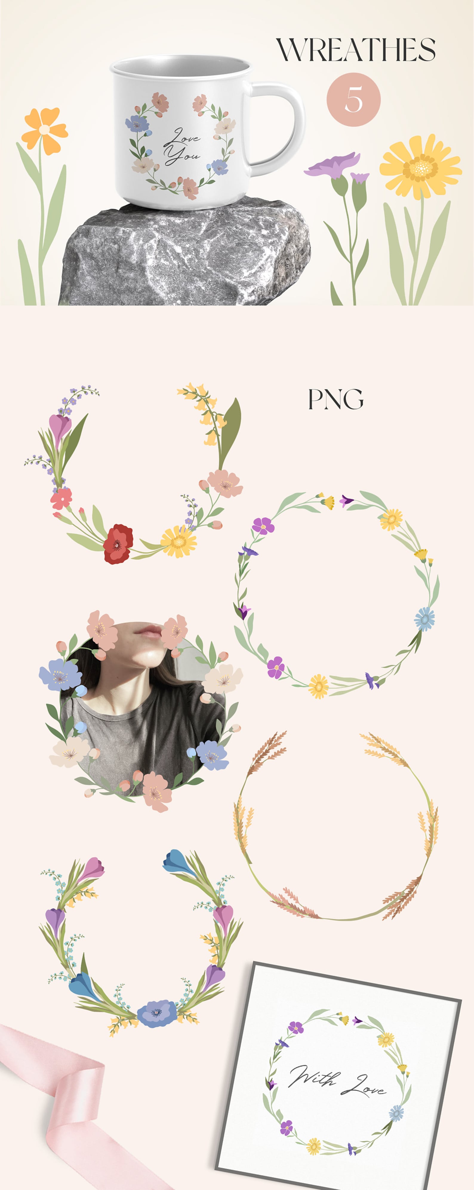 Floral Spring Clipart Collection With Wild Flowers Digital Download ...