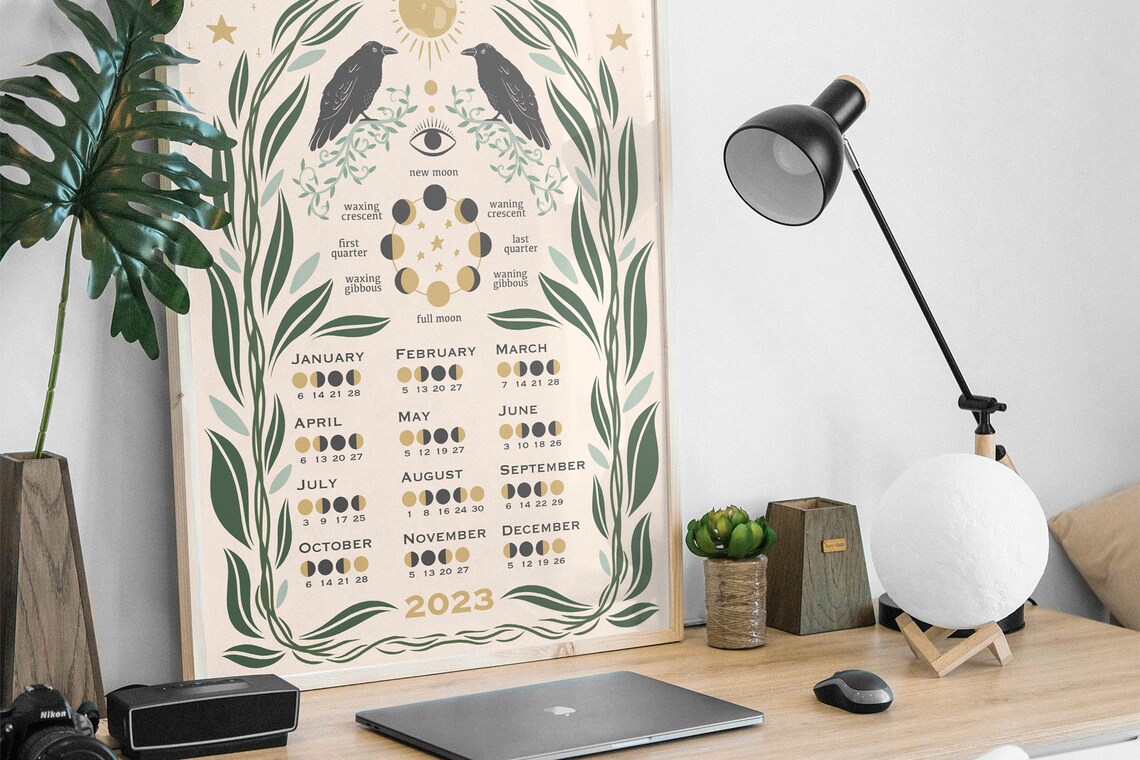 lunar-calendar-2023-moon-phase-calendar-printable-calendar-etsy-espa-a