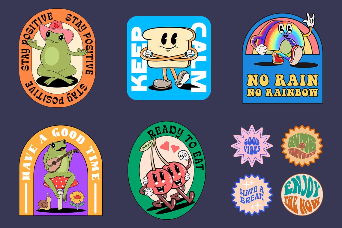 Digital Retro Stickers SVG PNG Download Commercial Use, Laptop Frog ...