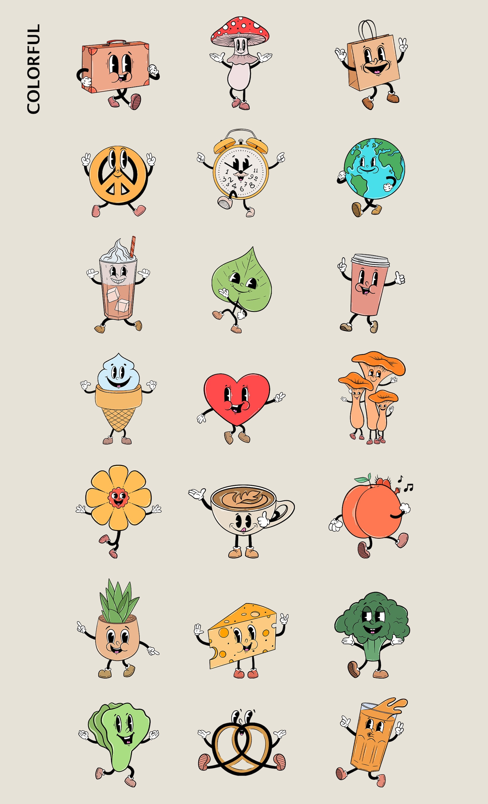 Retro Character Clipart Design PNG/SVG Retro 60s Hippie - Etsy Canada