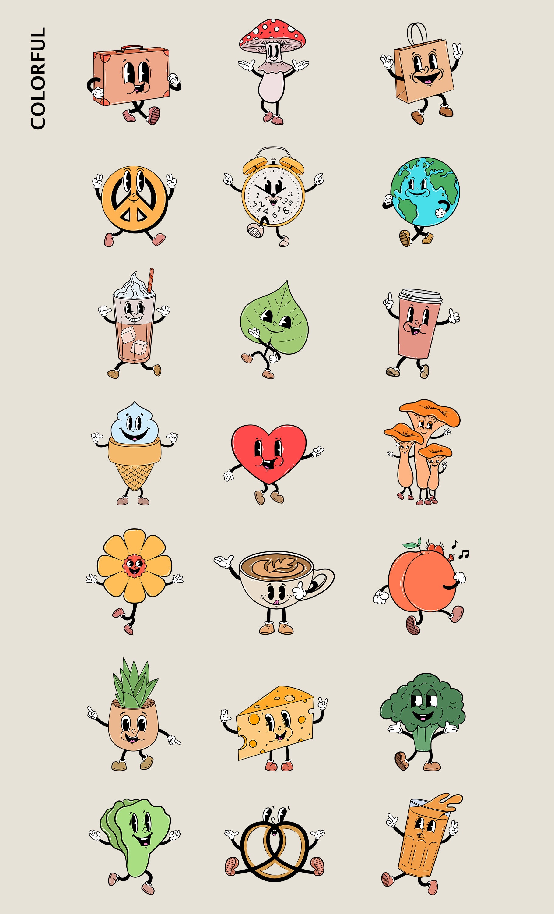 Retro Character Clipart Design PNG/SVG Retro 60s Hippie - Etsy Canada