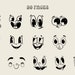 Retro Character Design SVG Clipart, 60s Smiley Face SVG/PNG Collection ...