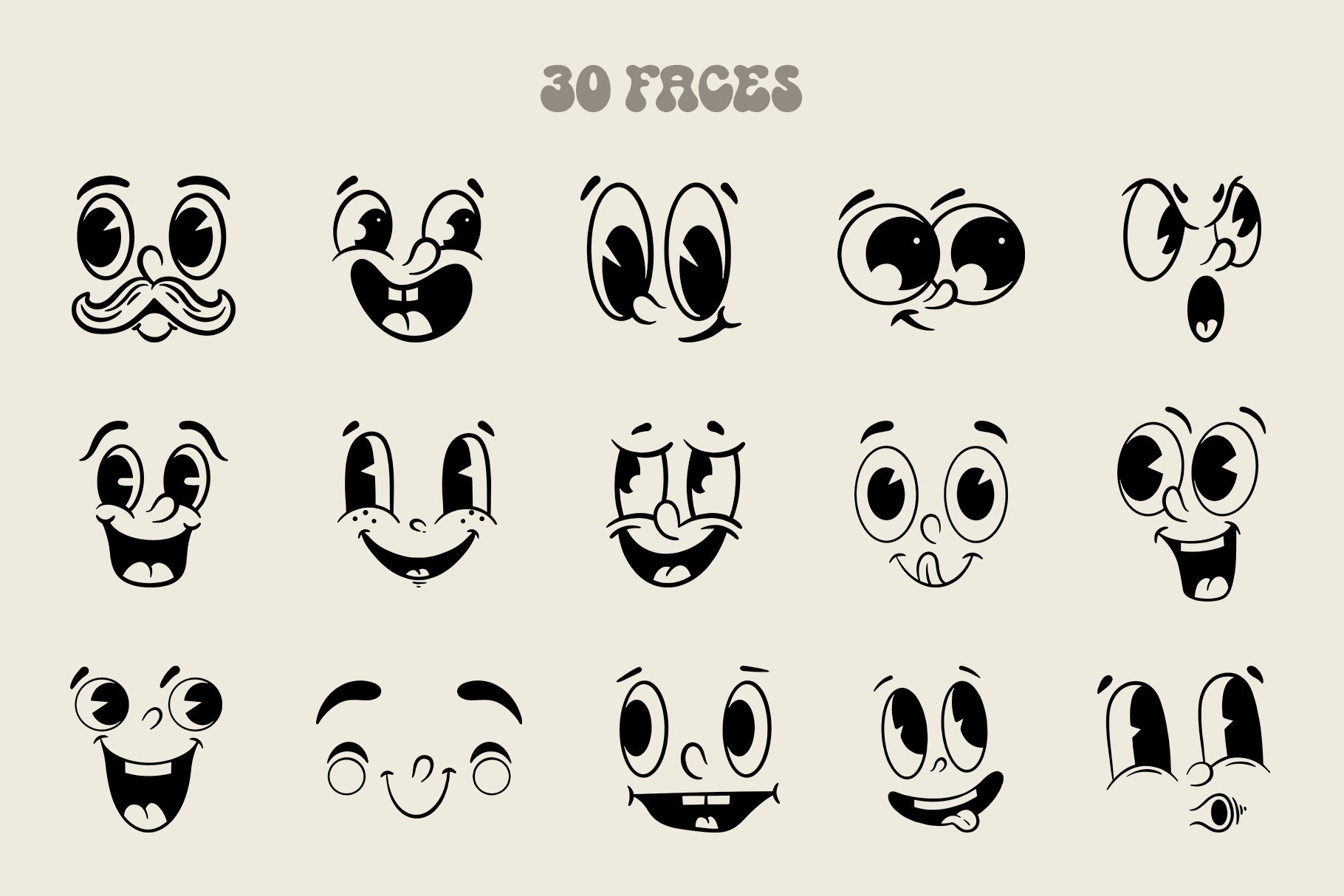 Retro Cartoon Character Clipart, 60s Smiley Face SVG/PNG - Etsy