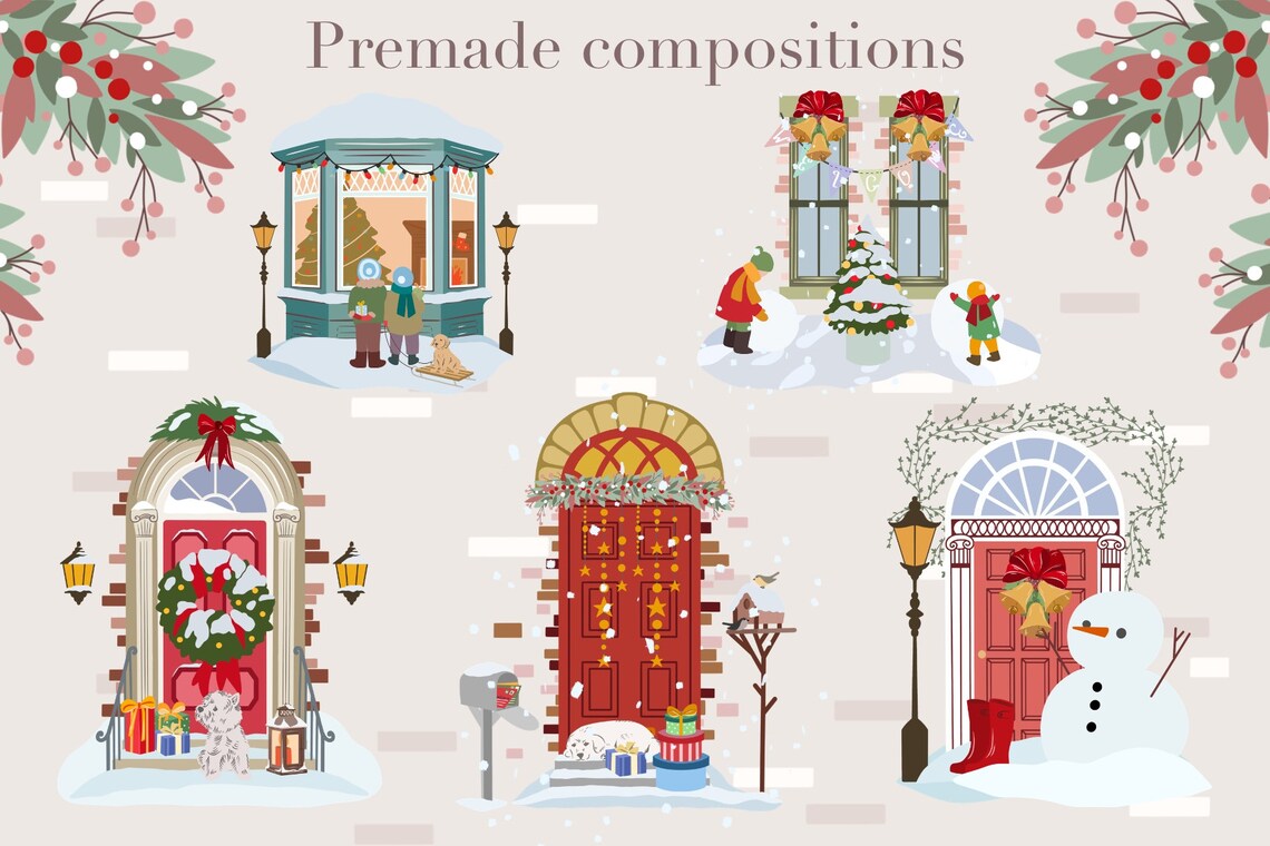 Christmas Holiday Clipart Scene Creator PNG Digital Download - Etsy