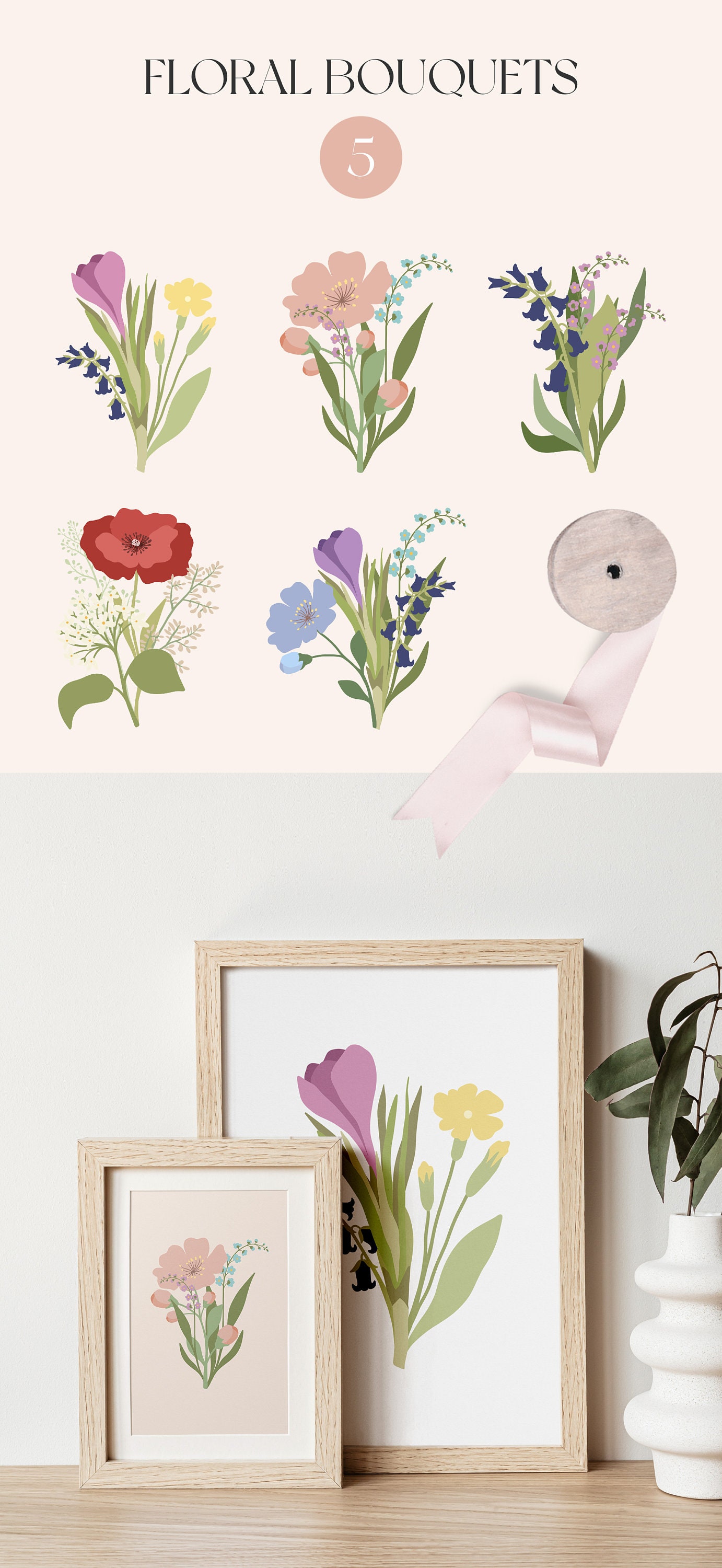 Floral Spring Clipart Collection With Wild Flowers Digital Download ...