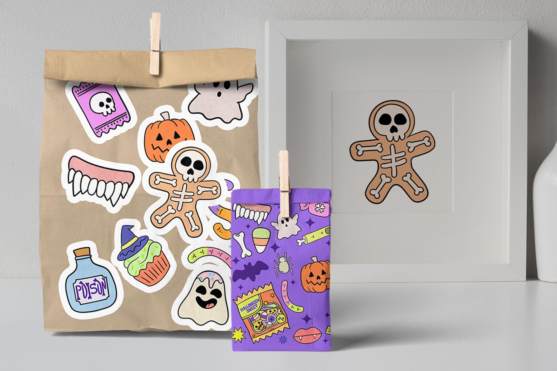 Halloween Doodles Clipart | Spooky Hand-drawn PNG Stickers (digital ...
