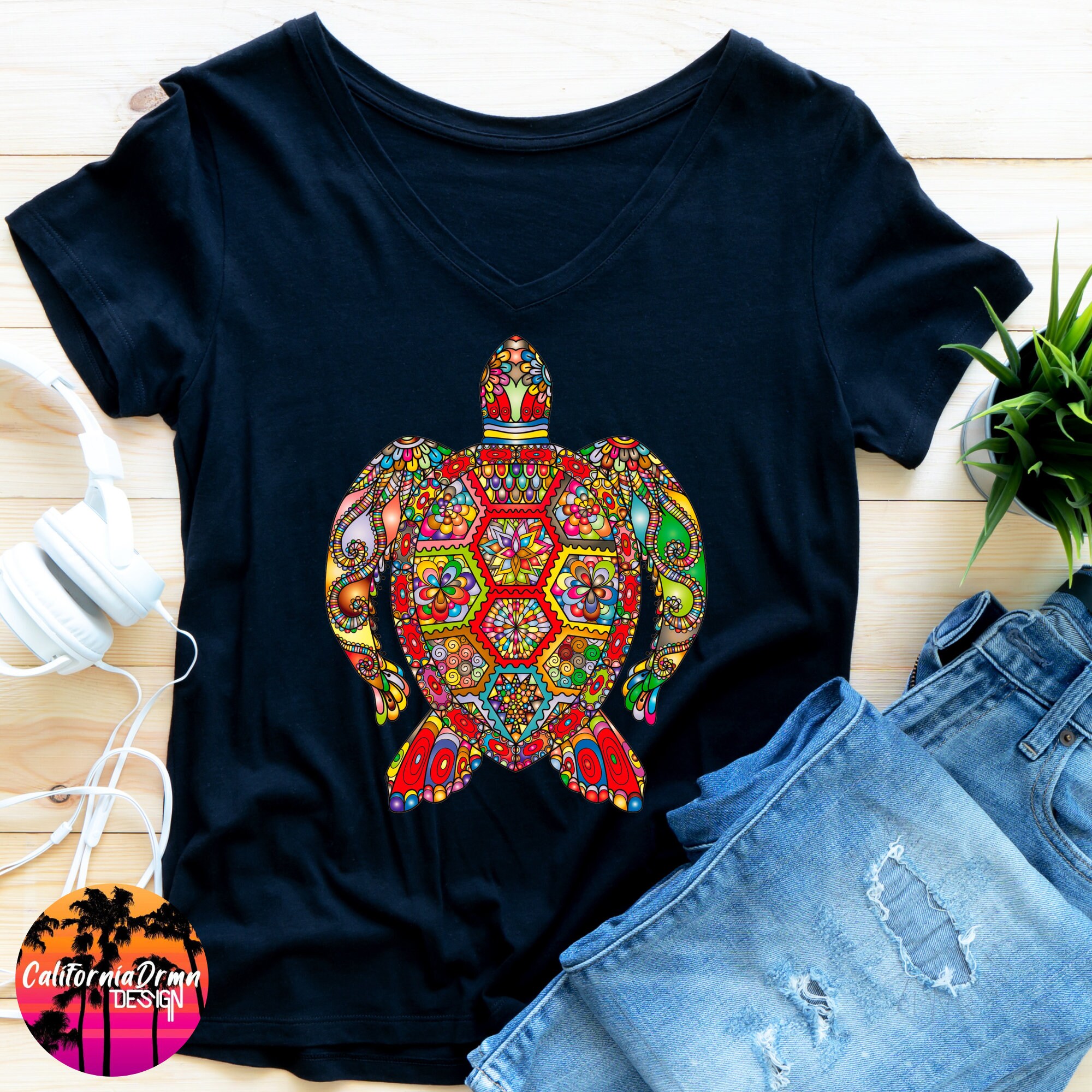 Sea Turtle PNG, Bohemian Turtle Art, Novelty Gift for Her or Him, Sea ...