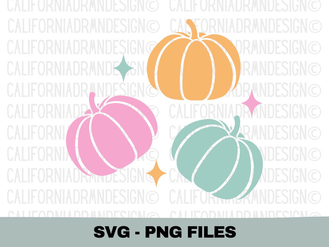 Pastel Pumpkins SVG, Cute Pumpkins SVG, Pastel Fall Clipart, Cute ...