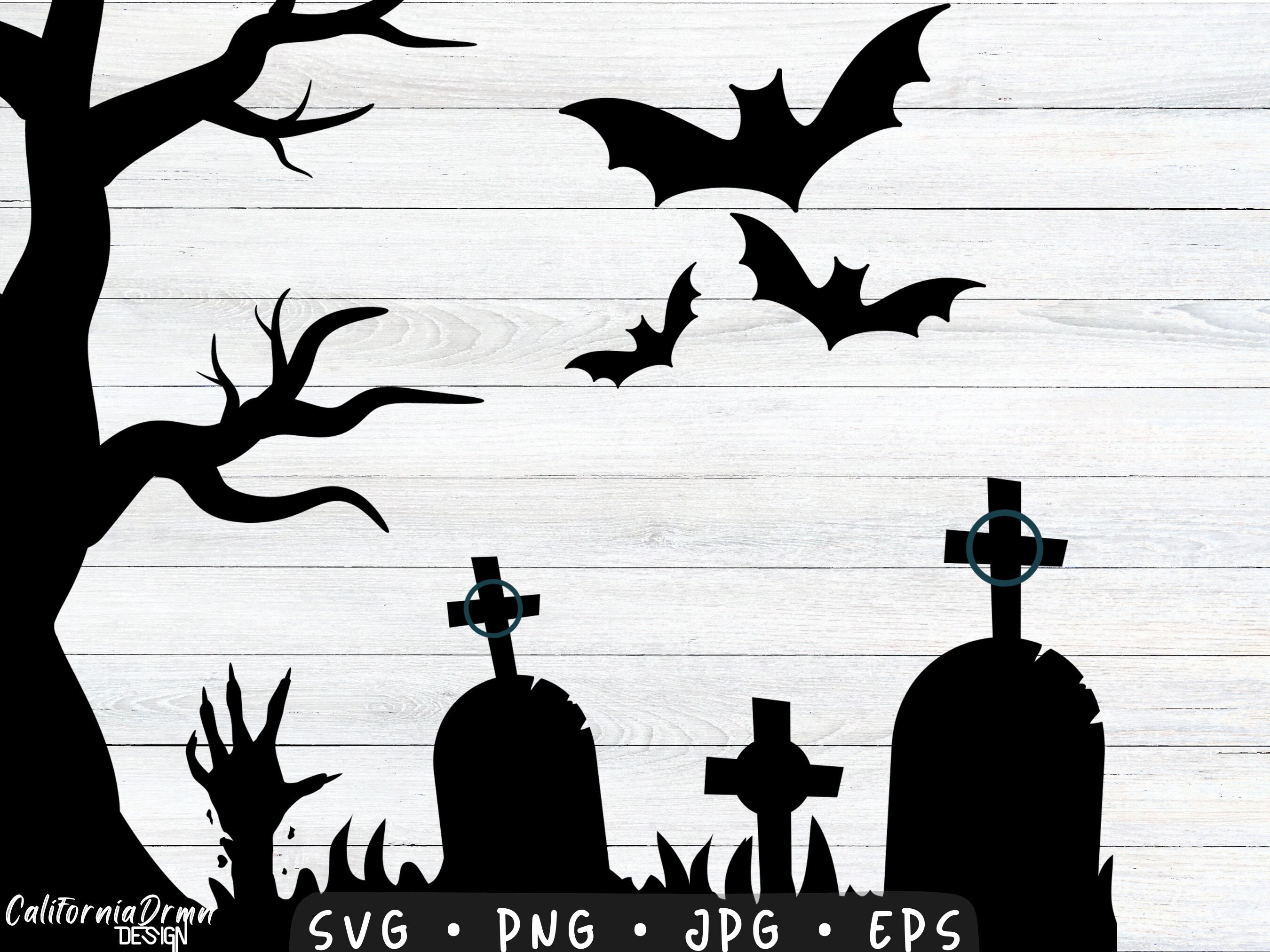 Halloween Graveyard Scene SVG Cemetery SVG Spooky Scary - Etsy Portugal