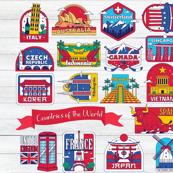 Countries of the World Stickers - Etsy