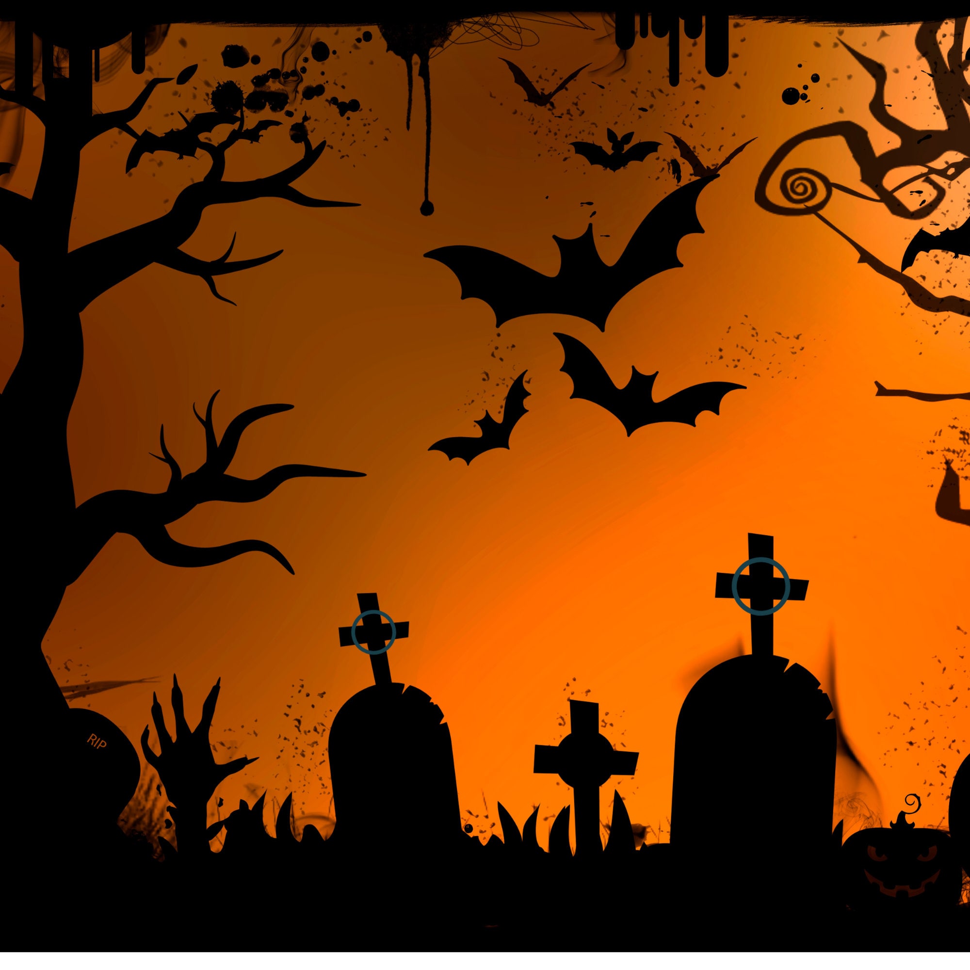 Halloween Graveyard Scene SVG Cemetery SVG Spooky Scary - Etsy