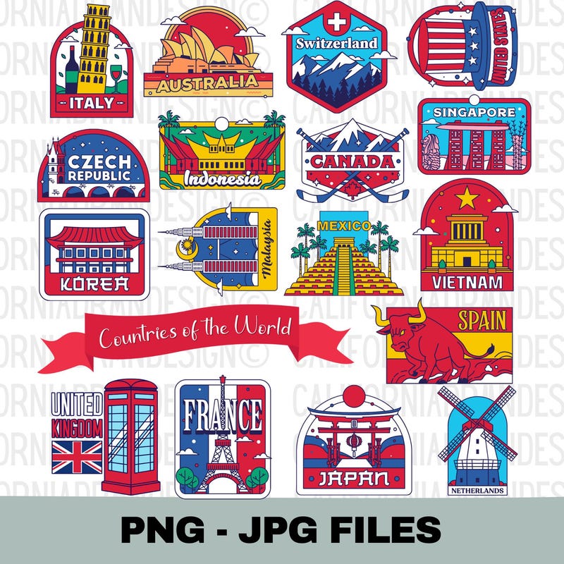 Countries of the World Stickers - Etsy