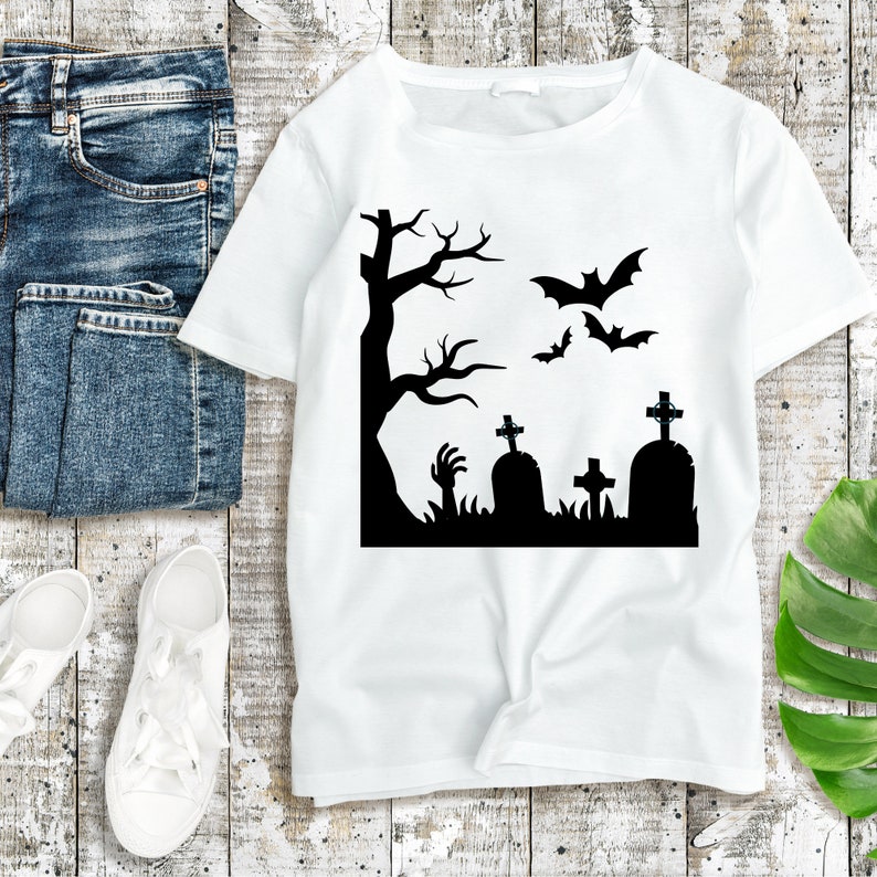 Halloween Graveyard Scene SVG Cemetery Svg Halloween Cut - Etsy