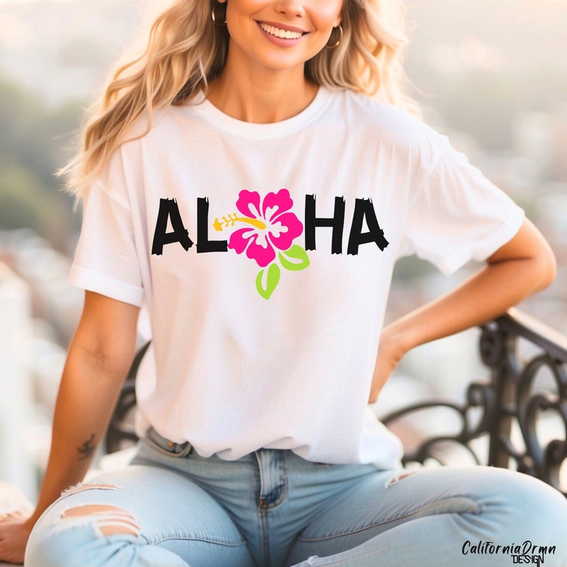 Aloha Svg, Hawaii Svg, Aloha T-shirt, Hawaiian Shirt, Hawaiian Gift Idea, Hibiscus Flower Svg ...