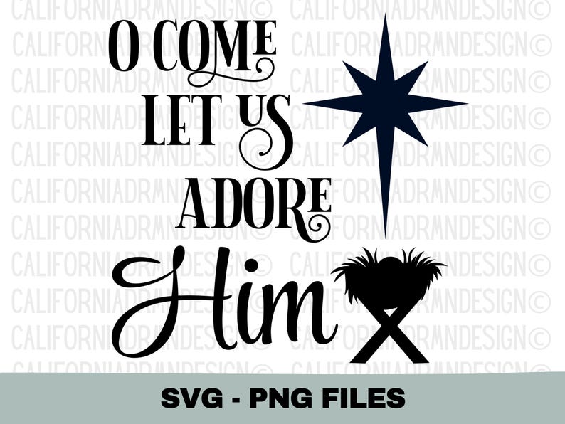 Nativity Design Svg Png, O Come Let Us Adore Him Svg, Christian Christmas Svg, Baby Jesus Svg ...