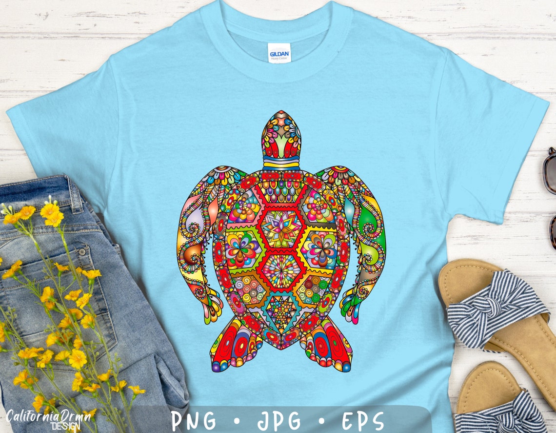 Sea Turtle PNG, Bohemian Turtle Art, Novelty Gift for Her or Him, Sea ...