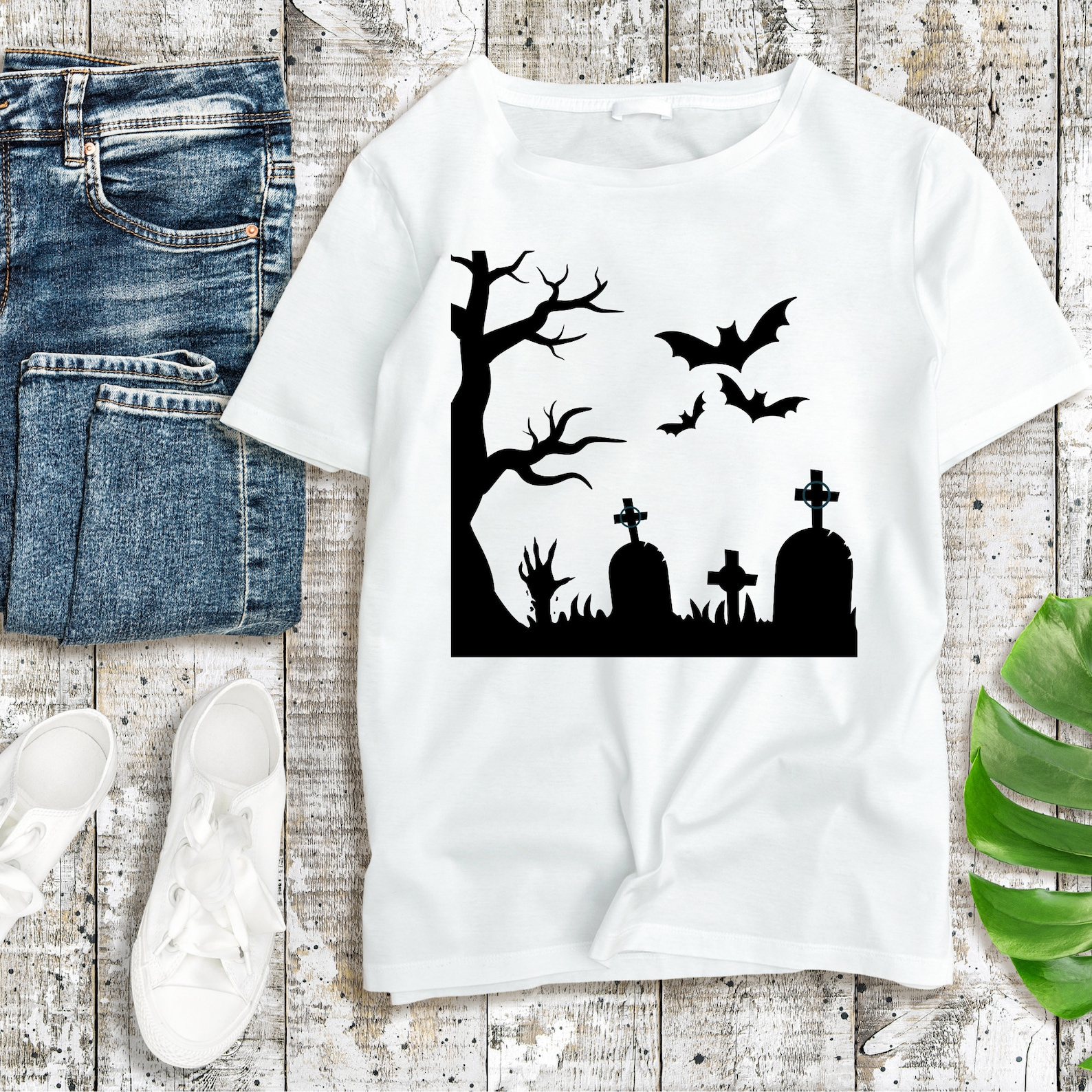 Halloween Graveyard Scene SVG Cemetery SVG Spooky Scary - Etsy