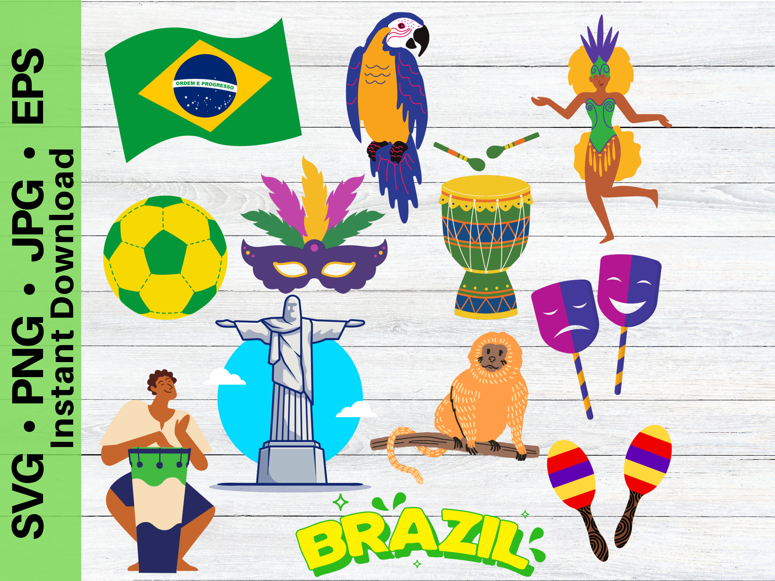 Brazil Clipart, Brazilian Stickers, Brazilian T-shirt, Brazilian Shirt ...