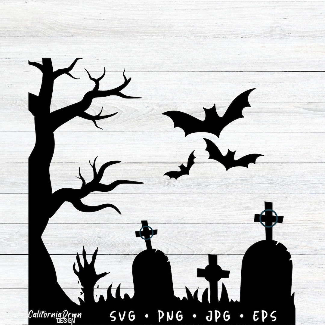 Halloween Graveyard Scene SVG Cemetery SVG Spooky Scary - Etsy UK