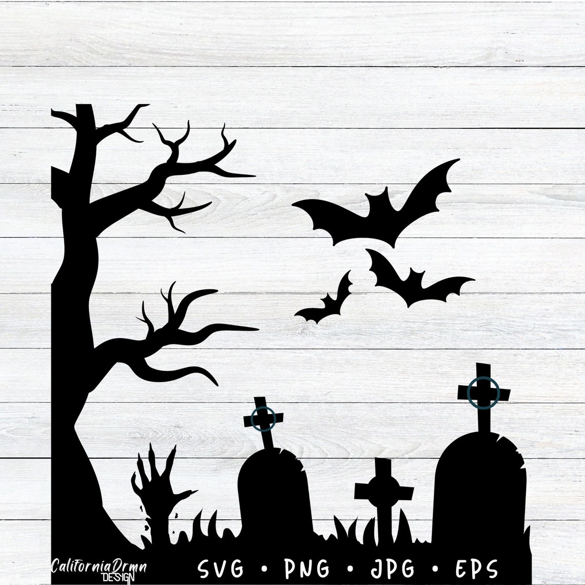 Halloween Graveyard Scene SVG, Cemetery SVG, Spooky Scary Tombstone ...